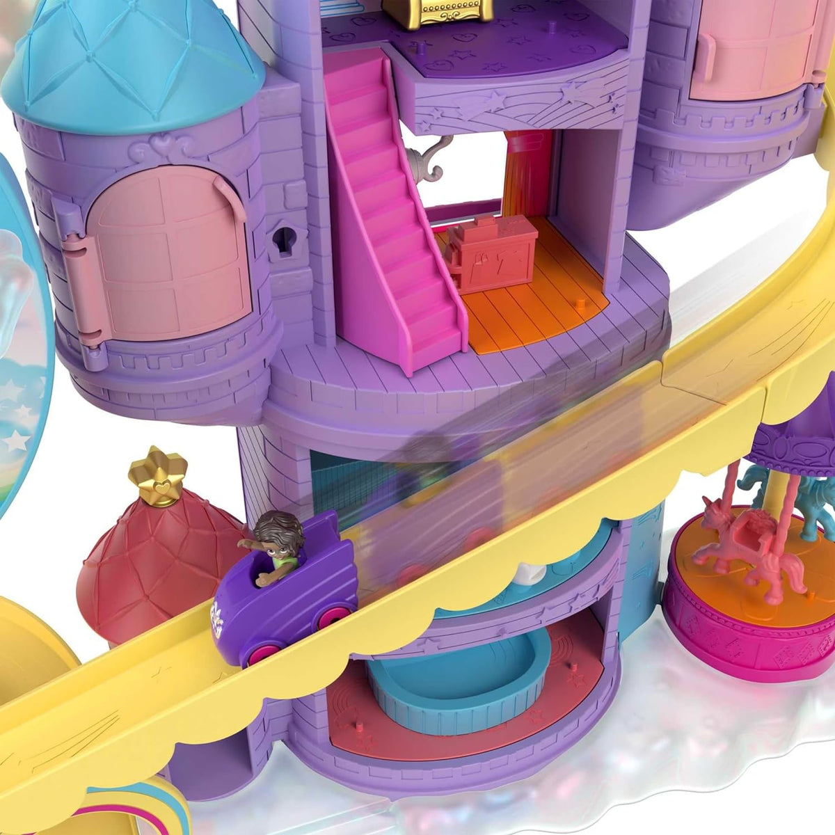Polly Pocket Dolls & Playset, Rainbow Funland Theme Park with 2 Unicor ...