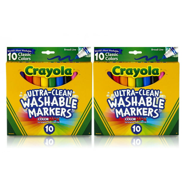 Crayola Ultra-Clean Washable Broad Line Markers, 10 Count - 2 Pack ...